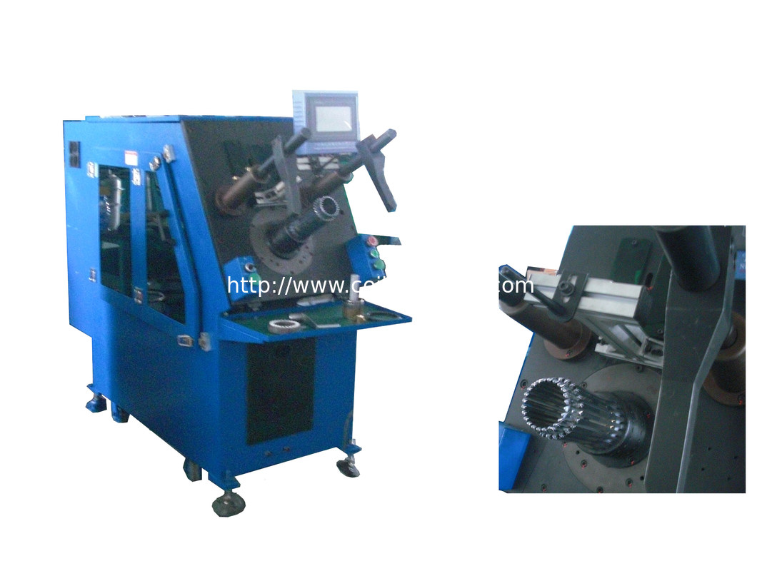 Stator winding and insertion machine install wedge and coils for ...